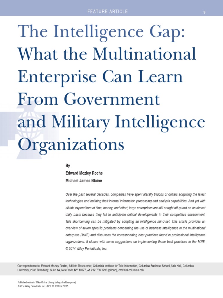 The Intelligence Gap | Data Analysis | Business Intelligence