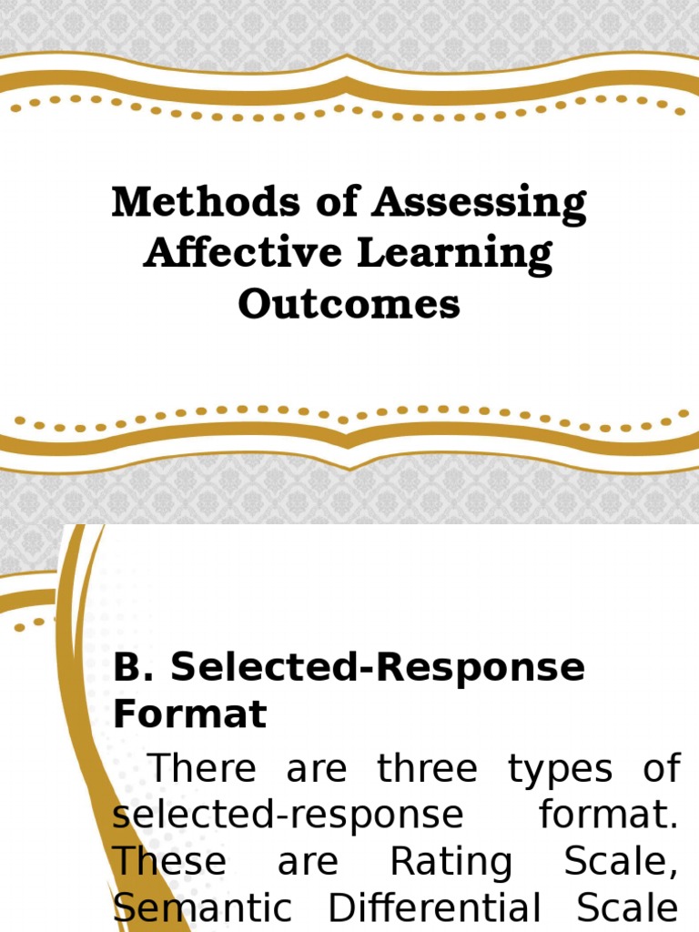 3 Methods of Assessing Affective Learning Outcomes | PDF | Teaching ...
