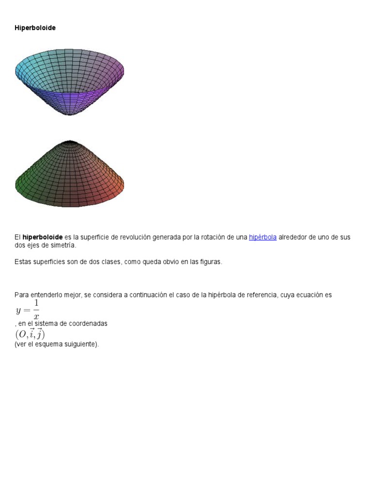Hiperboloide | PDF | Geometría | Enseñanza de matemática