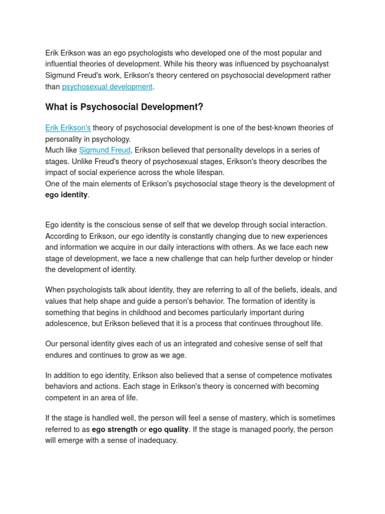 What Is Psychosocial Development? | PDF | Identity (Social Science ...