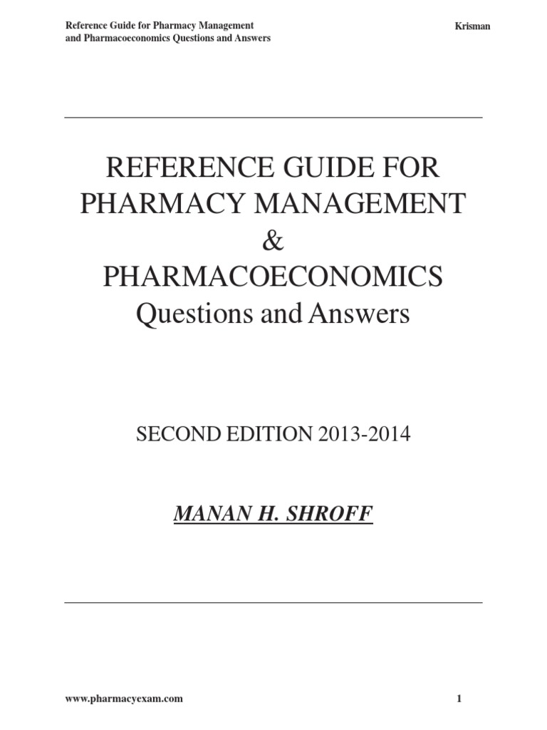 Reference Guide For Pharmacy Management & Pharmacoeconomics PDF | PDF ...