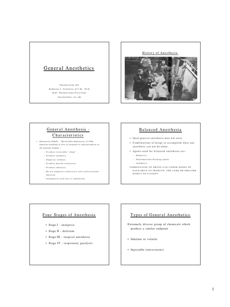 General Anesthetics: General Anesthesia - Characteristics Balanced ...