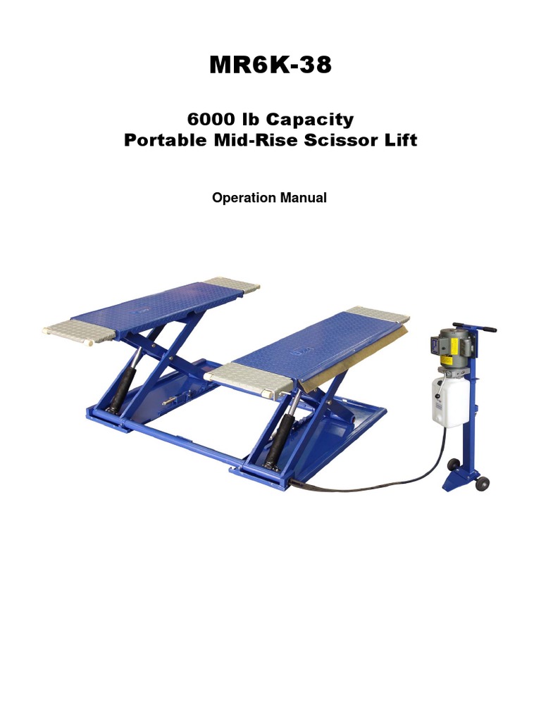 6000 LB Capacity Portable Mid-Rise Scissor Lift: Operation Manual | PDF ...