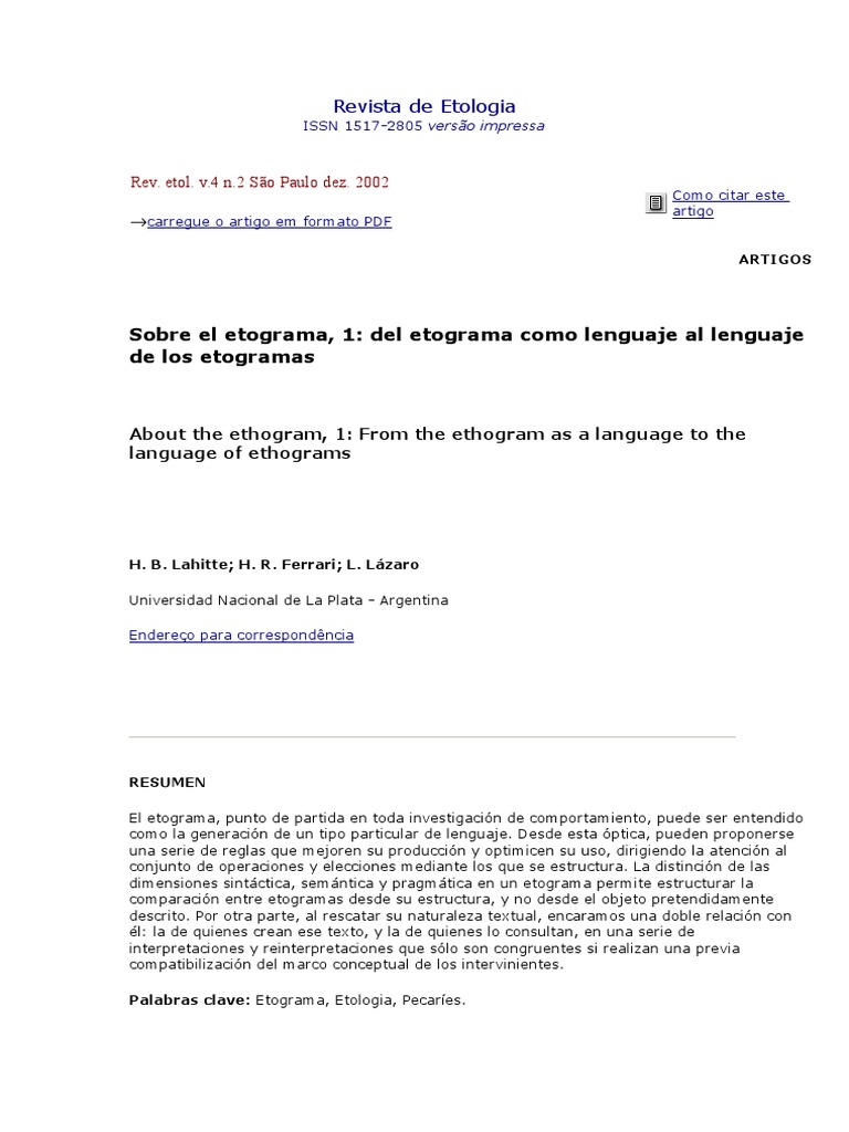 El Etograma: Lenguaje del Comportamiento | PDF | Consecuencia Lógica ...