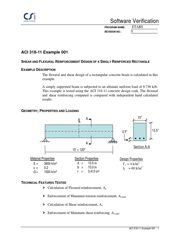 ACI 318-11 Example 001.pdf | Beam (Structure) | Shear Stress