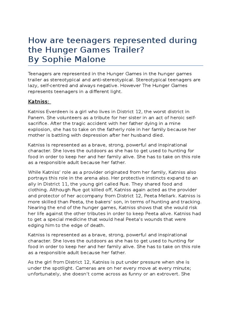 Essay: How Are Teenagers Represented During The Hunger Games Trailer ...