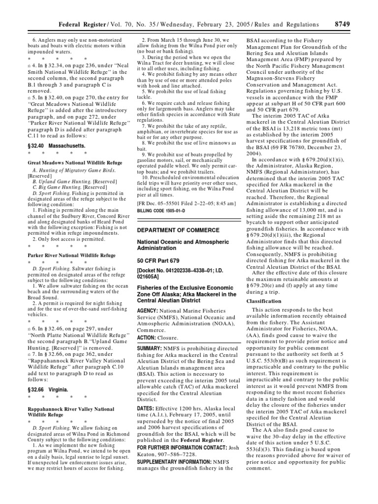 Rule: Fishery Conservation and Management: Alaska Fisheries of ...