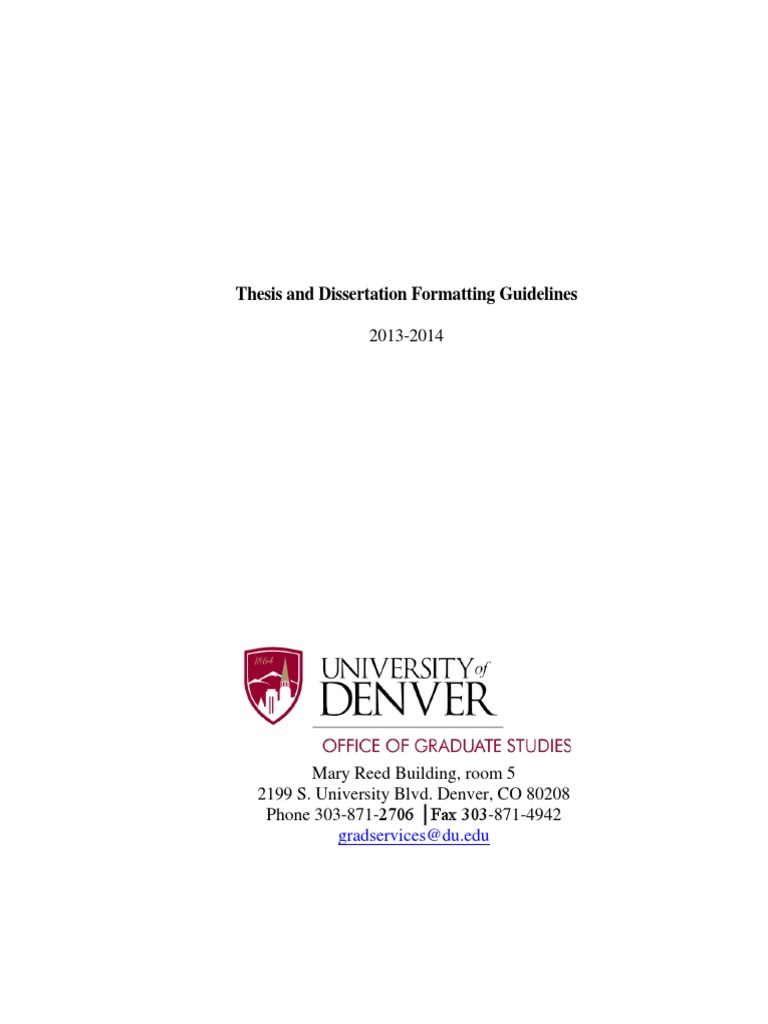 Thesis and Dissertation Formatting Guidelines: Gradservices@du - Edu | Download Free PDF ...
