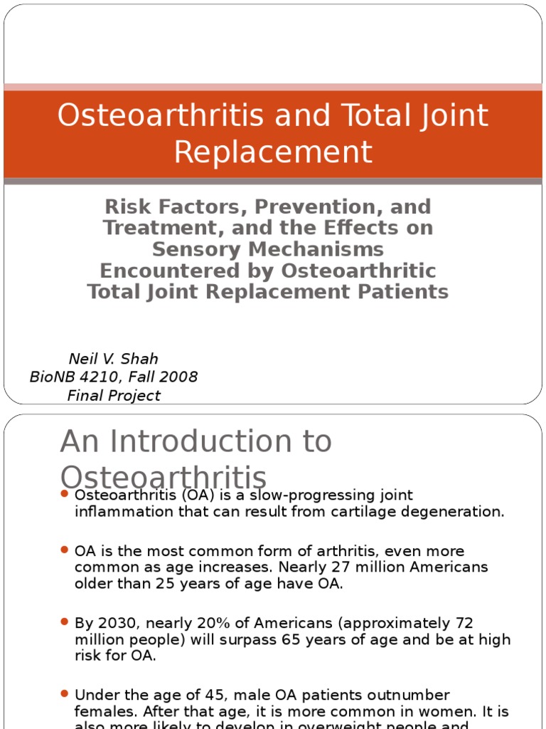 Osteoarthritis and Total Joint Replacement | PDF | Osteoarthritis | Surgery