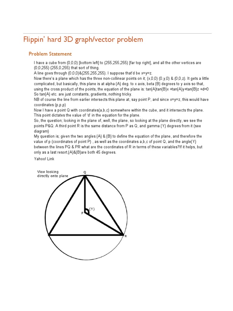 Flippin' Hard 3D Vector Problem | PDF | Plane (Geometry) | Equations