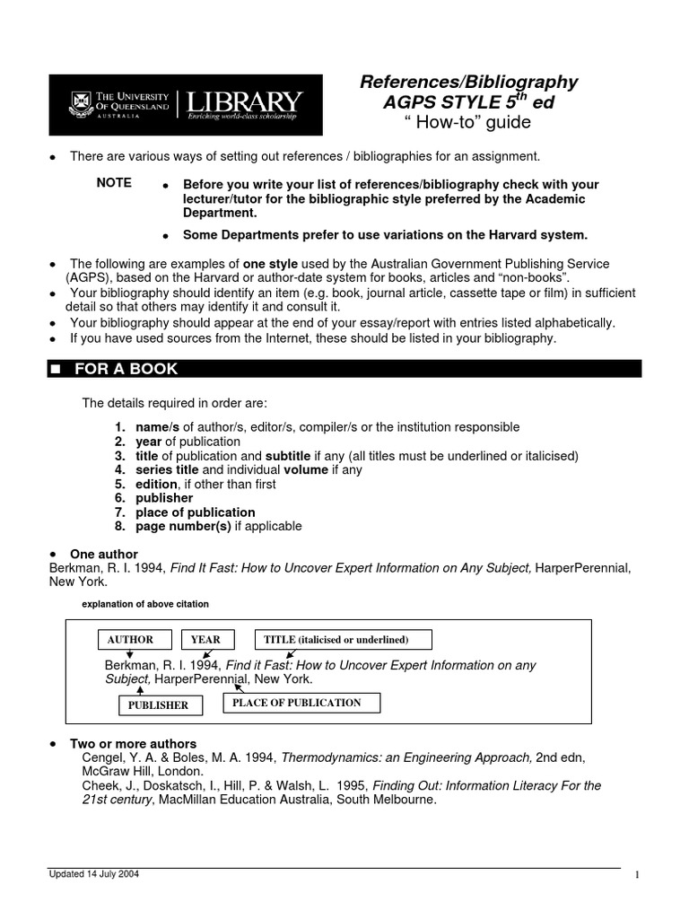 References/Bibliography Agps Style 5 Ed: " How-To" Guide | PDF ...