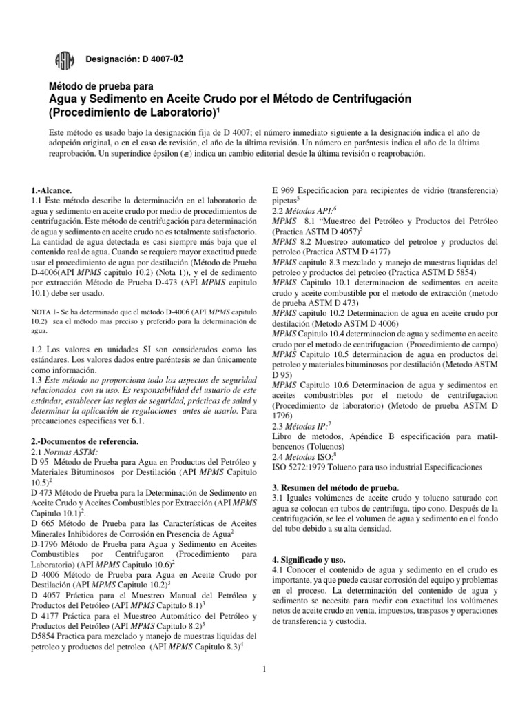 ASTM D 4007-rfc-vmch | PDF | Petróleo | Destilación