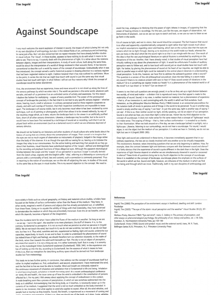 Critique of the Soundscape Concept | PDF | Perception | Breathing