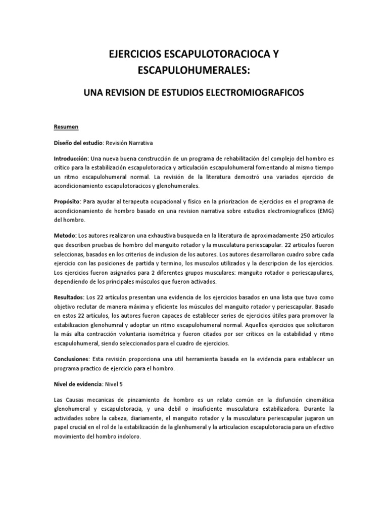 Ejercicios Escapulotoracicos y Escapulohumerales | PDF | Hombro | Codo