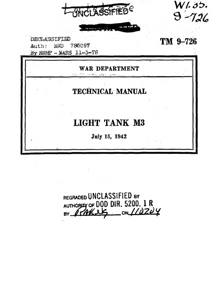 TM 9-726 (Light Tank M3) | PDF | Technology & Engineering