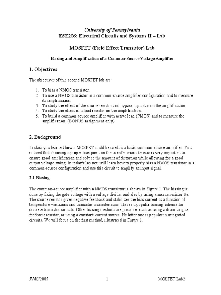 Mosfet Lab 2 | PDF