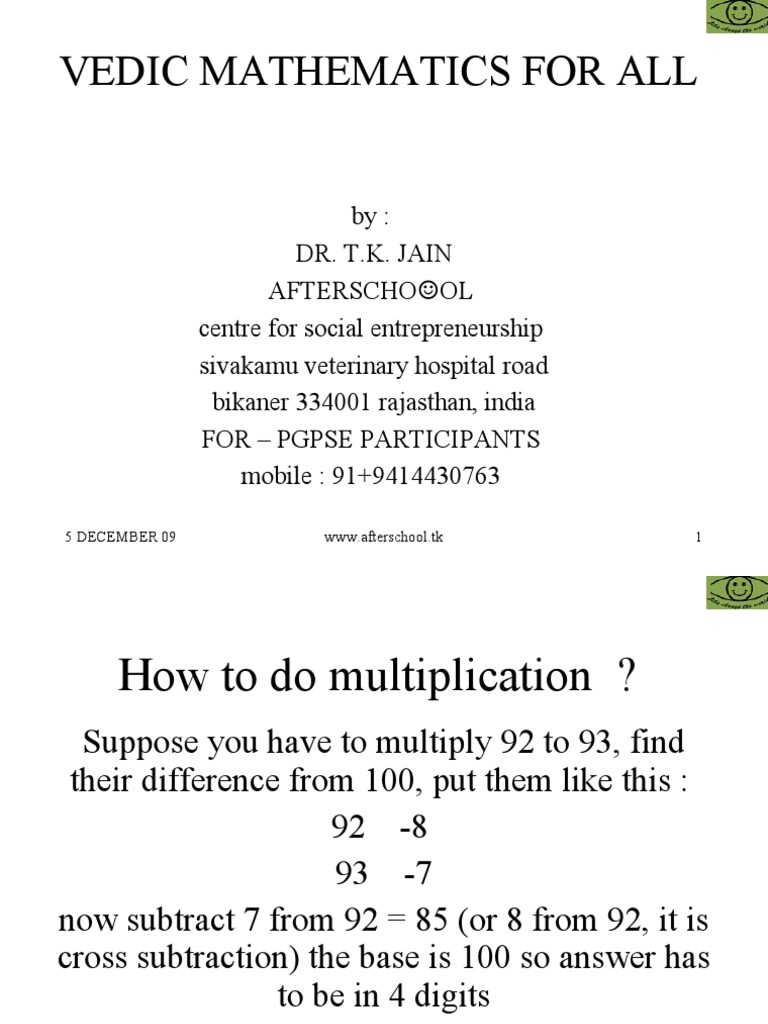 Vedic Mathematics For All | PDF | Test (Assessment) | Cognition