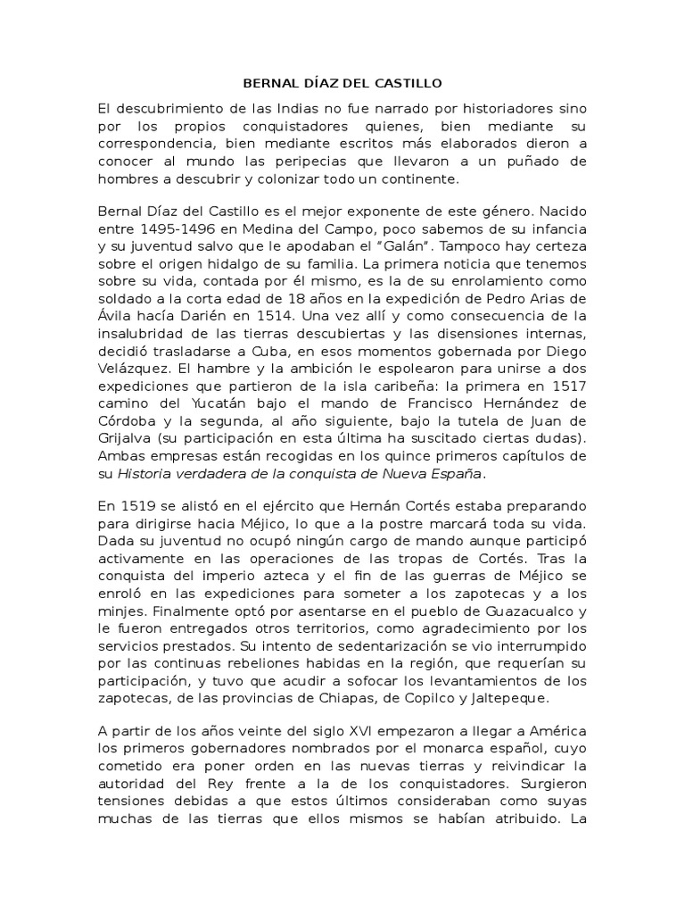 Bernal Díaz Del Castillo | Hernán Cortés | Gobierno | Prueba gratuita ...