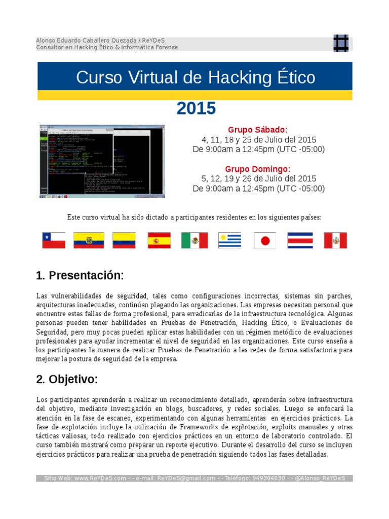 Curso Hacking Etico | PDF | Prueba de penetración | ciberespacio
