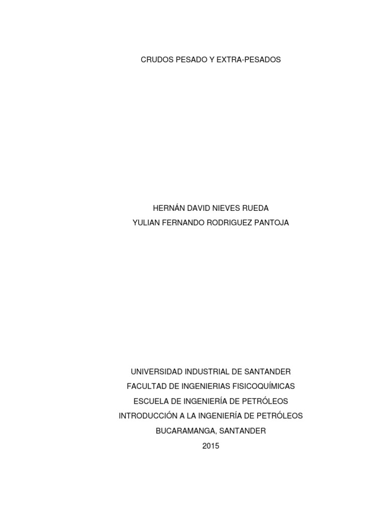 Crudos Pesados y Extra-Pesados: Análisis | PDF | Refinería de petróleo ...