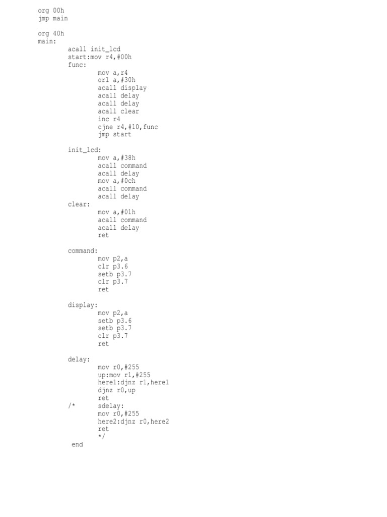 8051 LCD Display Initialization Code | PDF | Teaching Methods ...