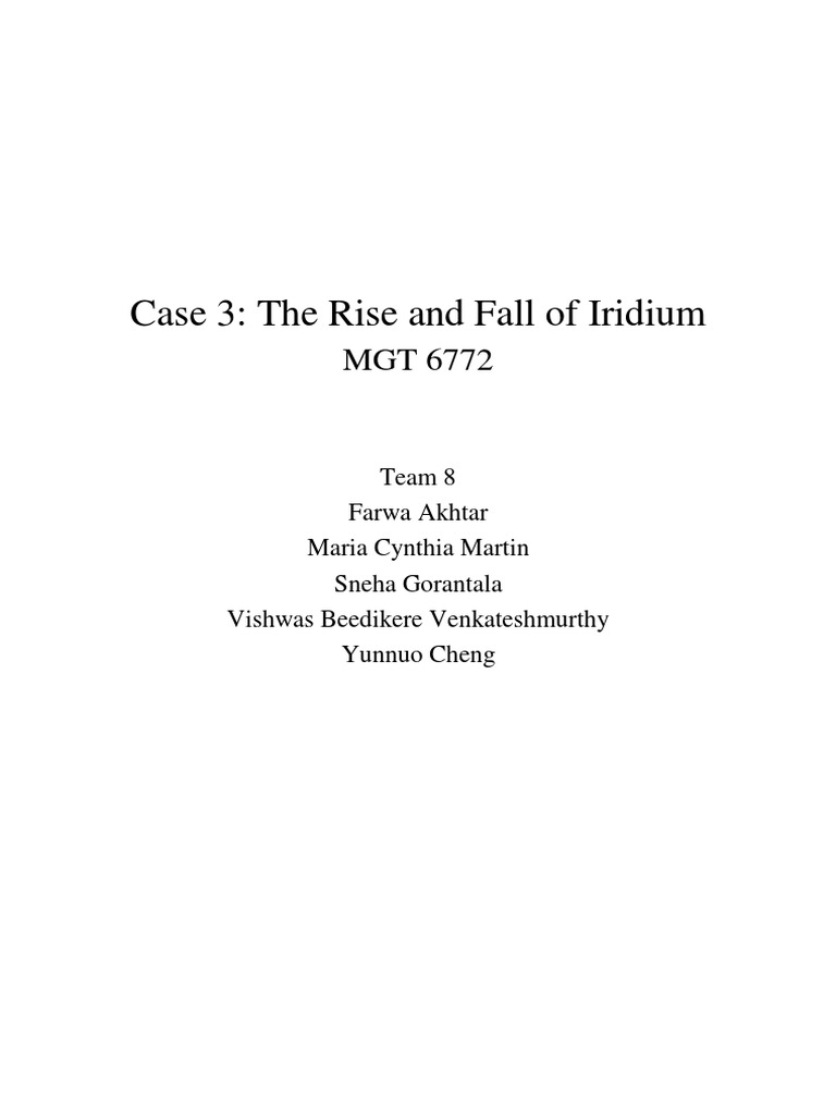 Rise and Fall of Iridium Final | PDF | Strategic Management | Business Plan