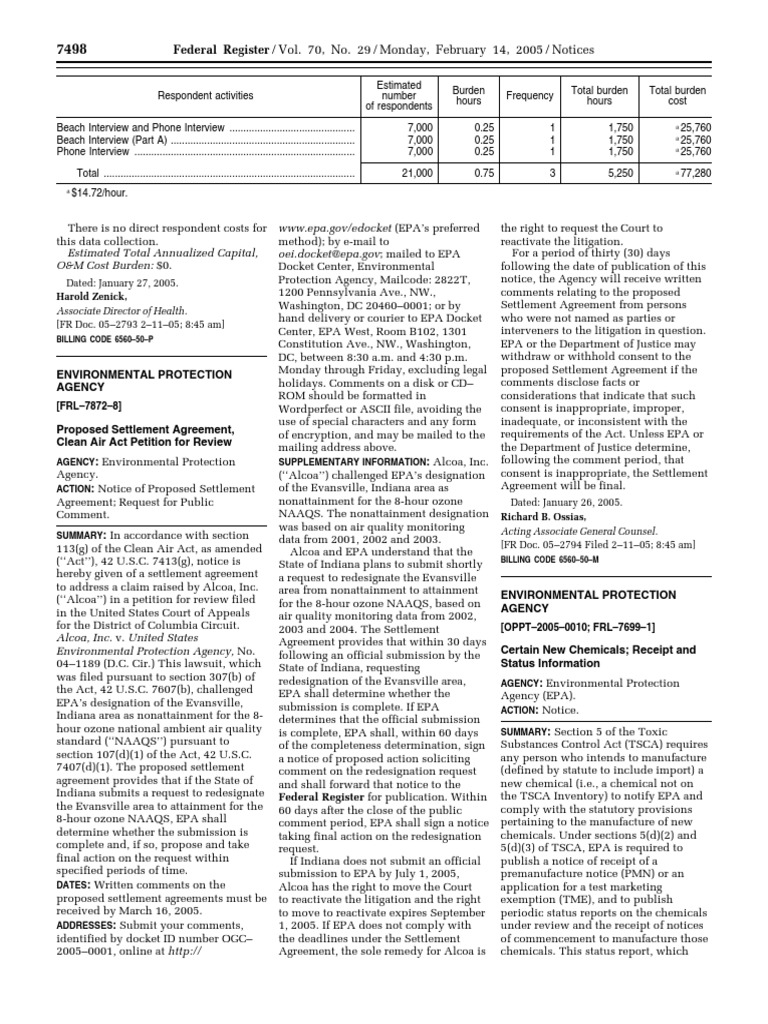 Notice: Air Pollution Control: Citizens Suits Proposed Settlements ...