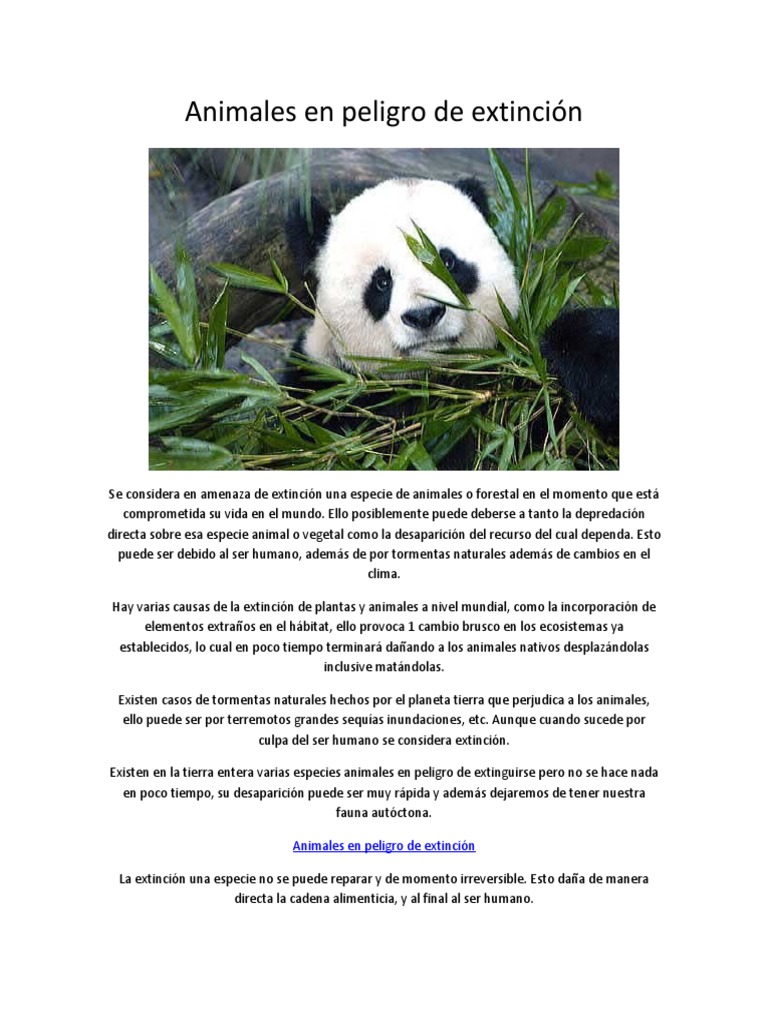 140323848 Animales en Peligro de Extincion PDF | Extinción | Especie en ...