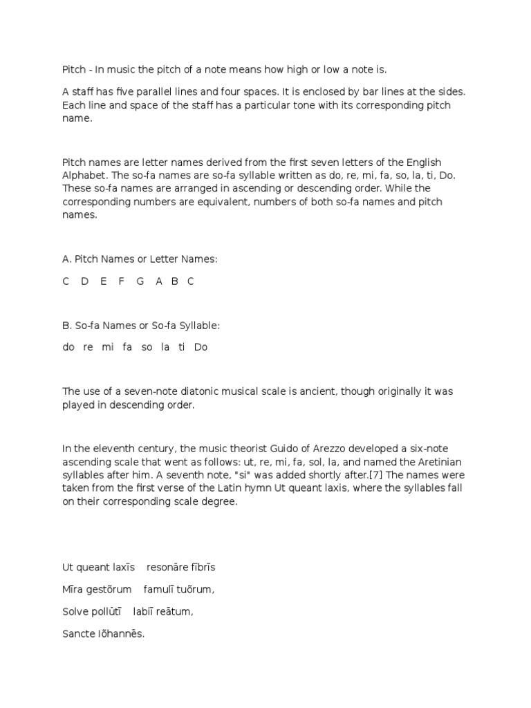 Understanding Musical Pitch and Scales | PDF | Language Arts ...