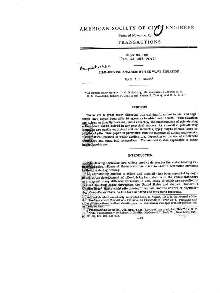 Pile Driving Analysis by The Wave Equation | PDF