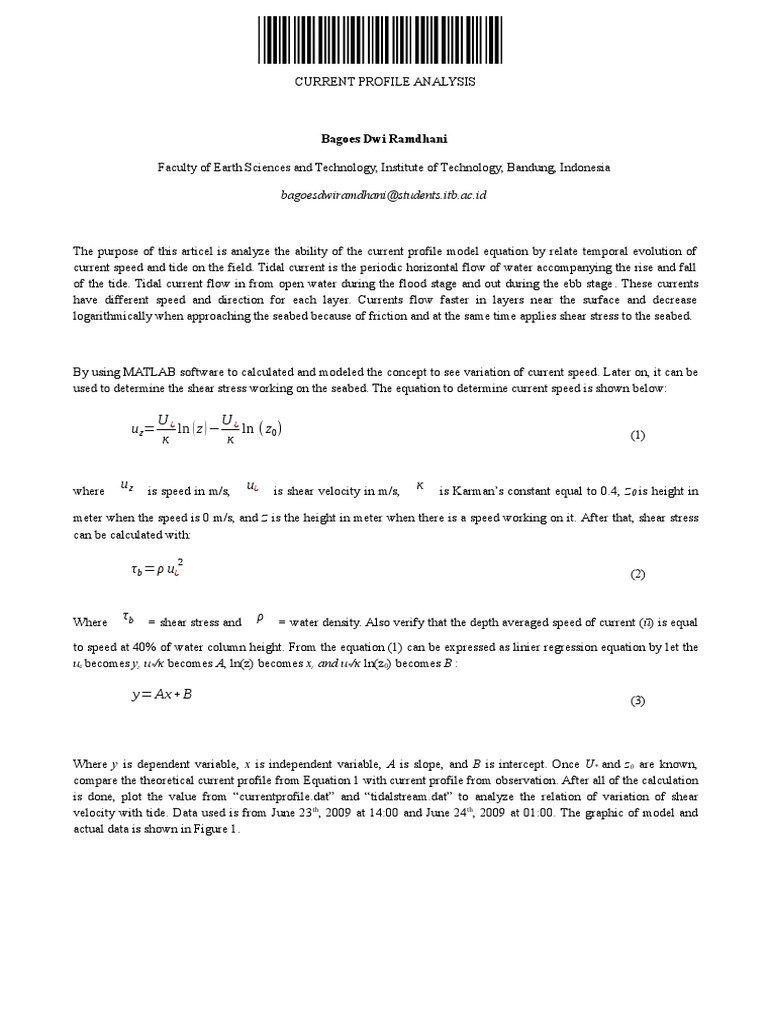 Current Profile Analysis | PDF | Tide | Shear Stress