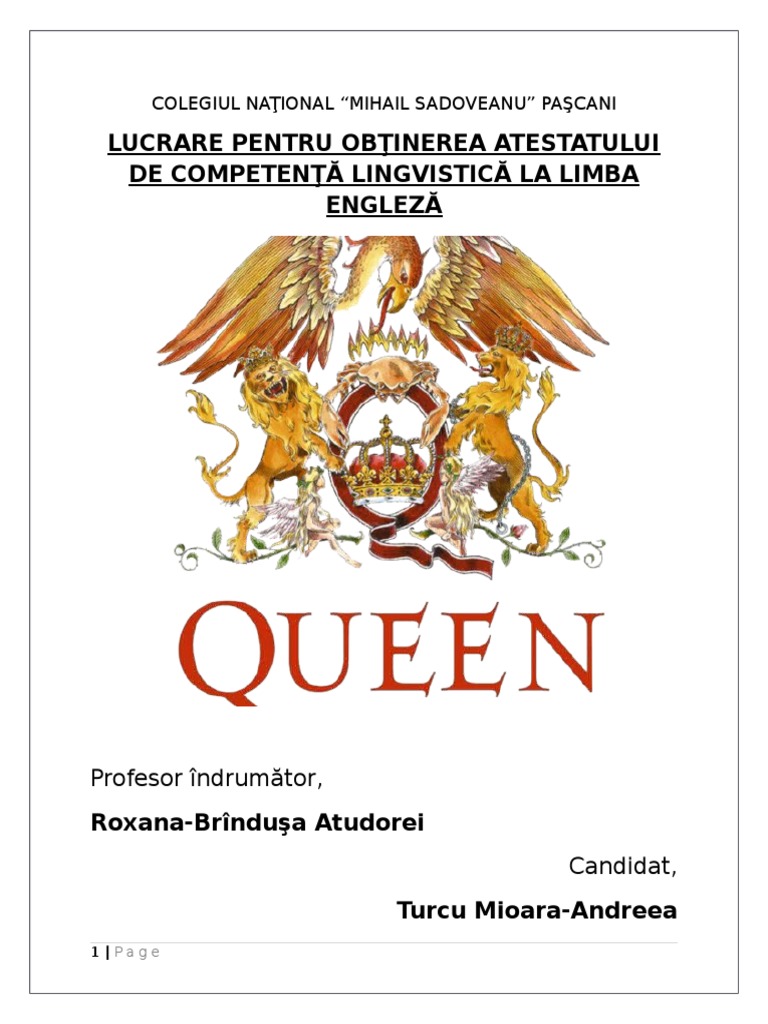Queen - Atestat Limba Engleza | PDF | Music Industry | Rock Music