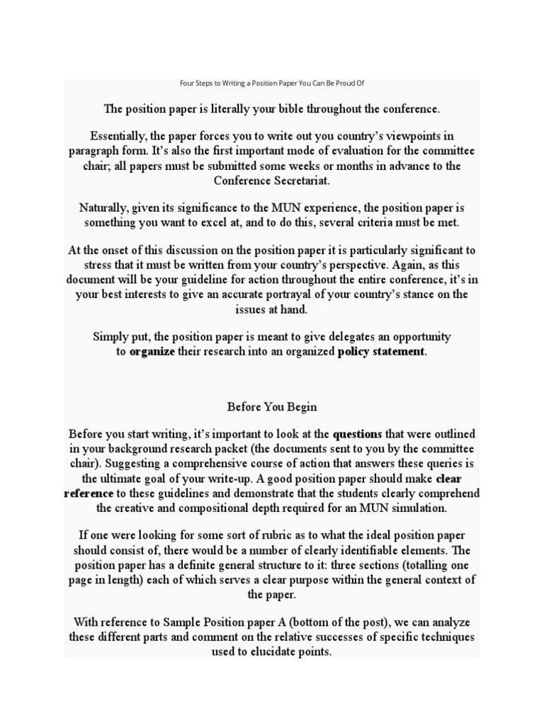 Four Steps To Writing A Position Paper You Can Be Proud of | PDF | Free ...