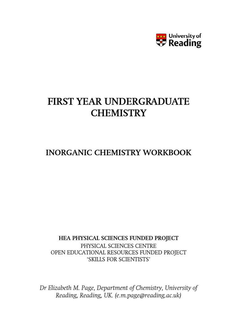 First Year Undergraduate Inorganic Chemistry Workbook | PDF | Atomic ...