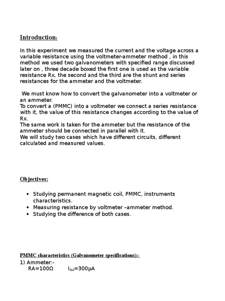 Voltmeter Ammeter Method | PDF | Series And Parallel Circuits | Quantity