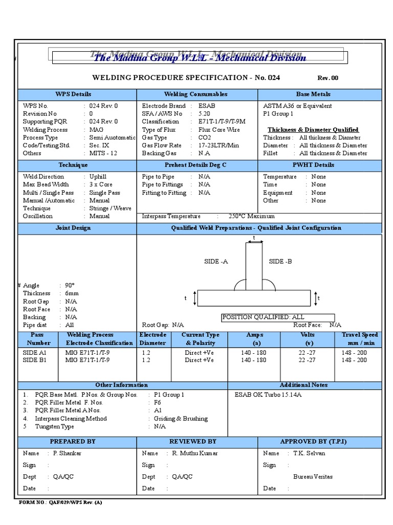 WPS - 024 | Welding | Joining