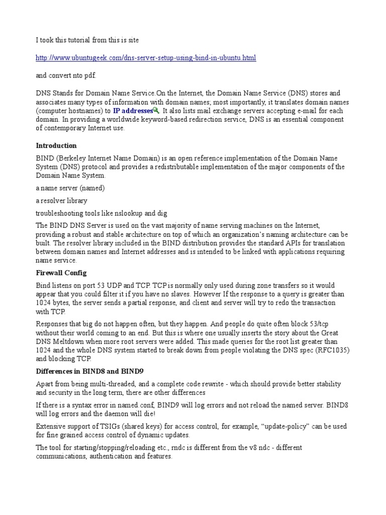 DNS Server Setup Using Bind in Ubuntu | PDF | Domain Name System | Ip ...