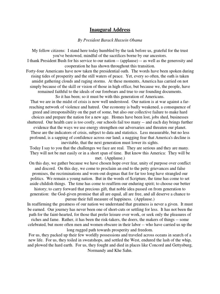 Barack Obama Inaugural Address | PDF | The United States