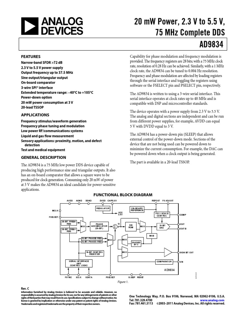 AD9834 | PDF | Digital To Analog Converter | Computer Engineering