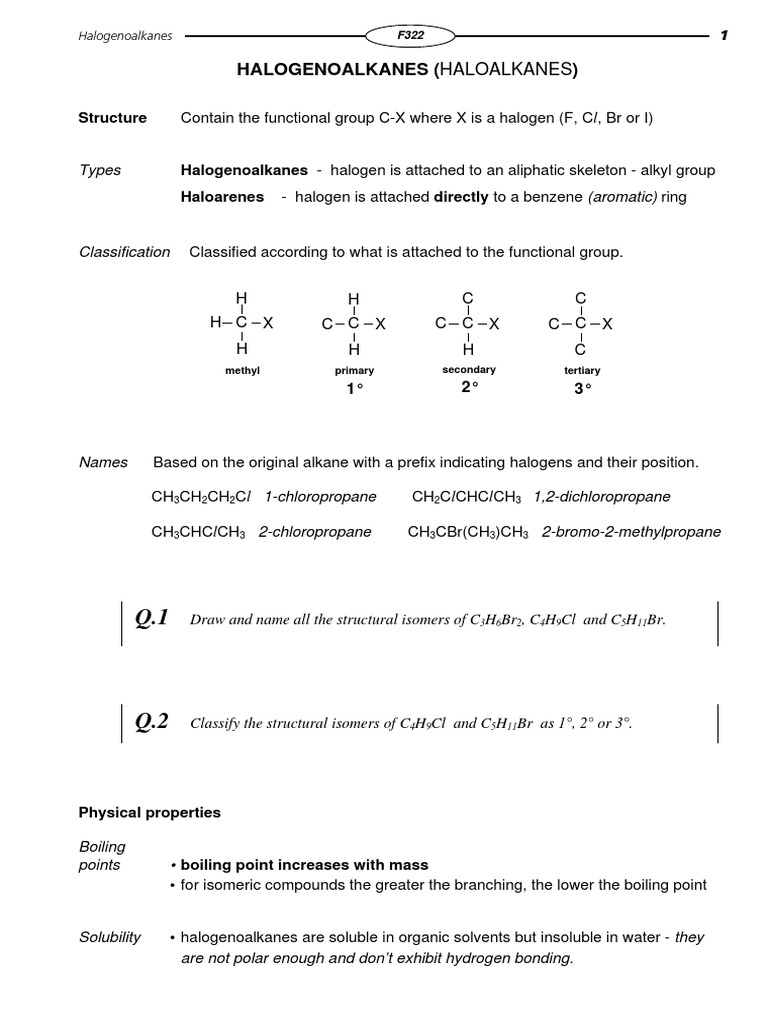 Halogenoalkanes | PDF | Physical Chemistry | Chemical Compounds