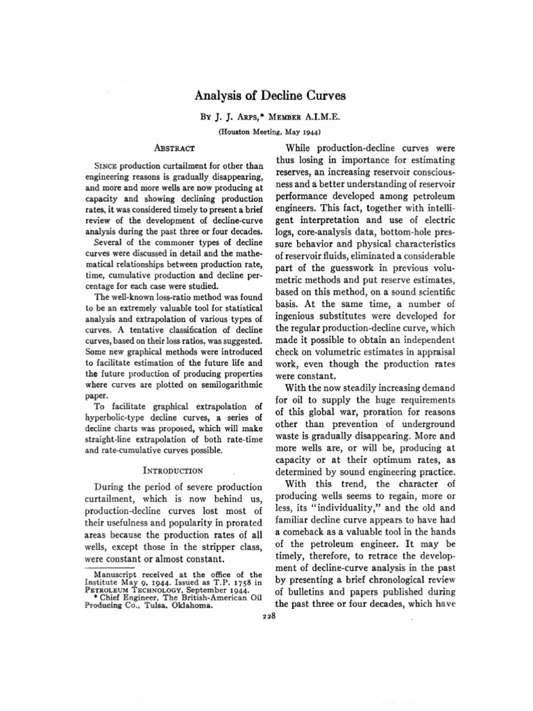 Arps Decline Curve Analysis | PDF