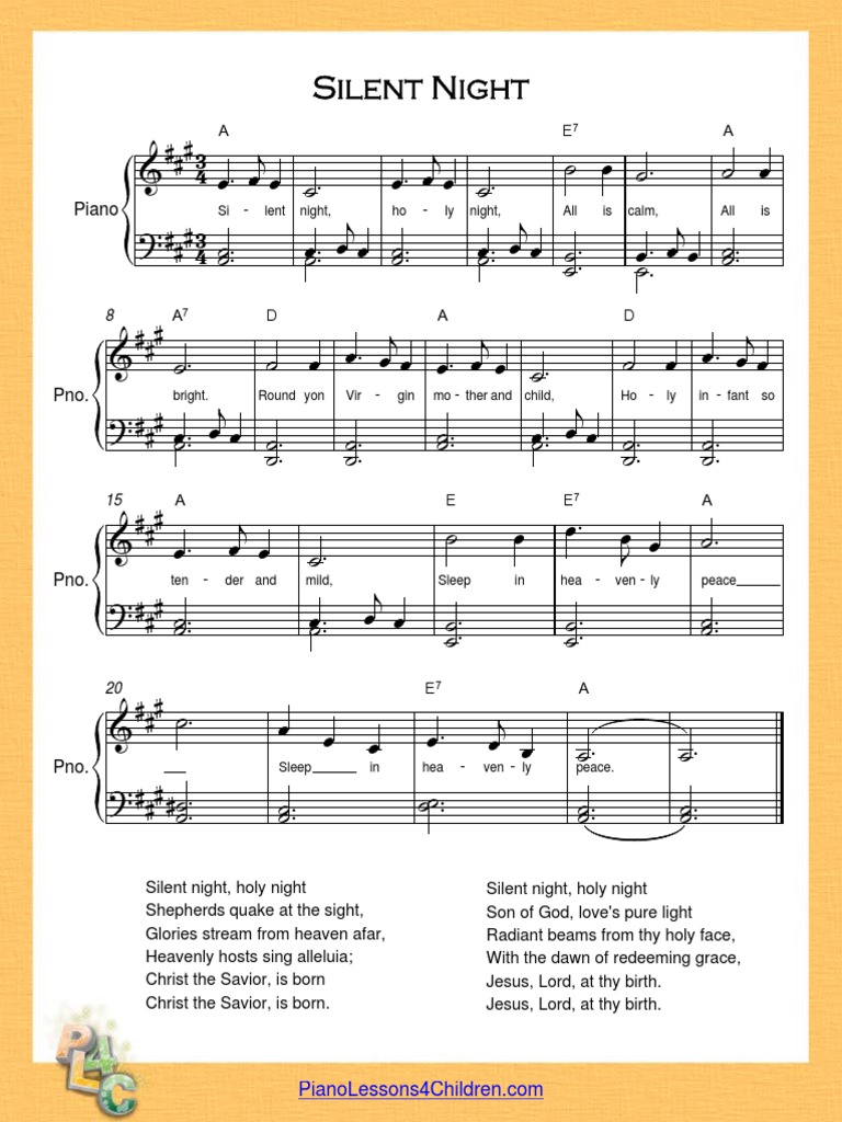 Easy Piano Sheet Music for Silent Night | PDF | Religious Behaviour And ...