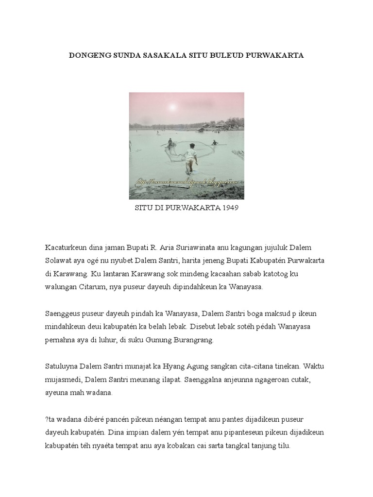 Dongeng Sunda Sasakala Situ Buleud Purwakarta | PDF
