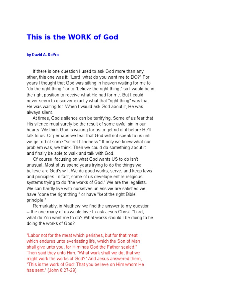This Is The WORK of God | PDF | The Gospel | Great Commission