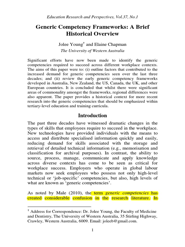 Generic Competency Frameworks - A Brief Historical Overview | PDF ...