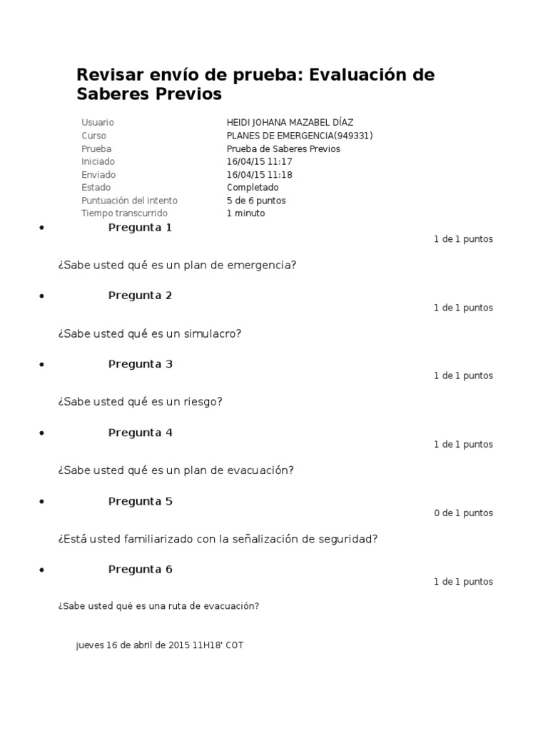 EvaluaciónGJG de Saberes Previos | PDF