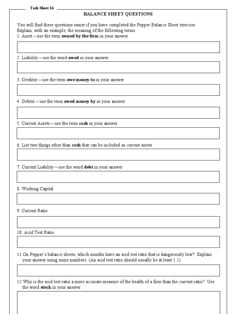 Balance Sheet Questions: © Holdsworth Associates | PDF