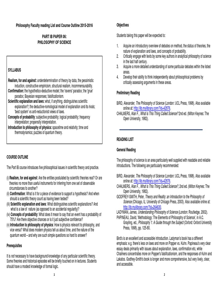 Philosophy of Science Course 2015-2016 | PDF | Philosophy Of Science ...