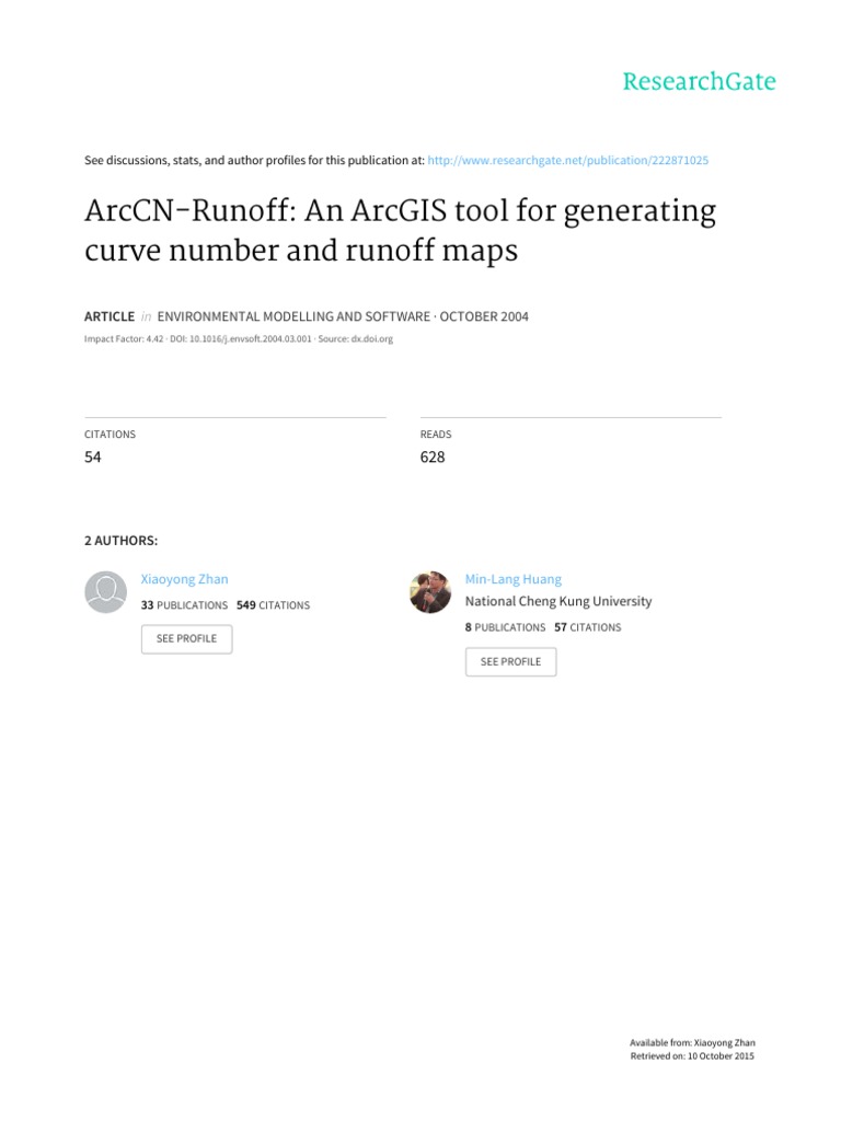ArcCN-Runoff An ArcGIS Tool For Generating Curve Number | PDF | Arc Gis ...