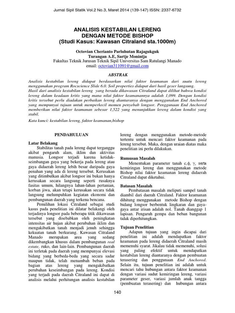 Kestabilan Lereng Metode Bishop | PDF